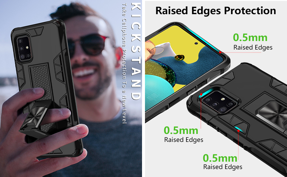 Amazon.com: Samsung Galaxy A71 5G Case with Screen Protector Military Grade Built-in Kickstand ...
