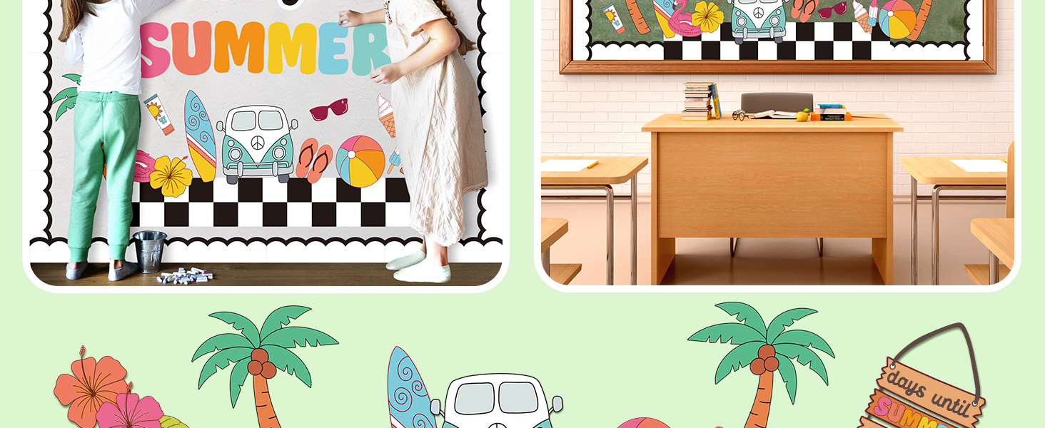 Amazon.com: JarThenaAMCS 78Pcs Retro Summer Beach Bulletin Board Decor ...