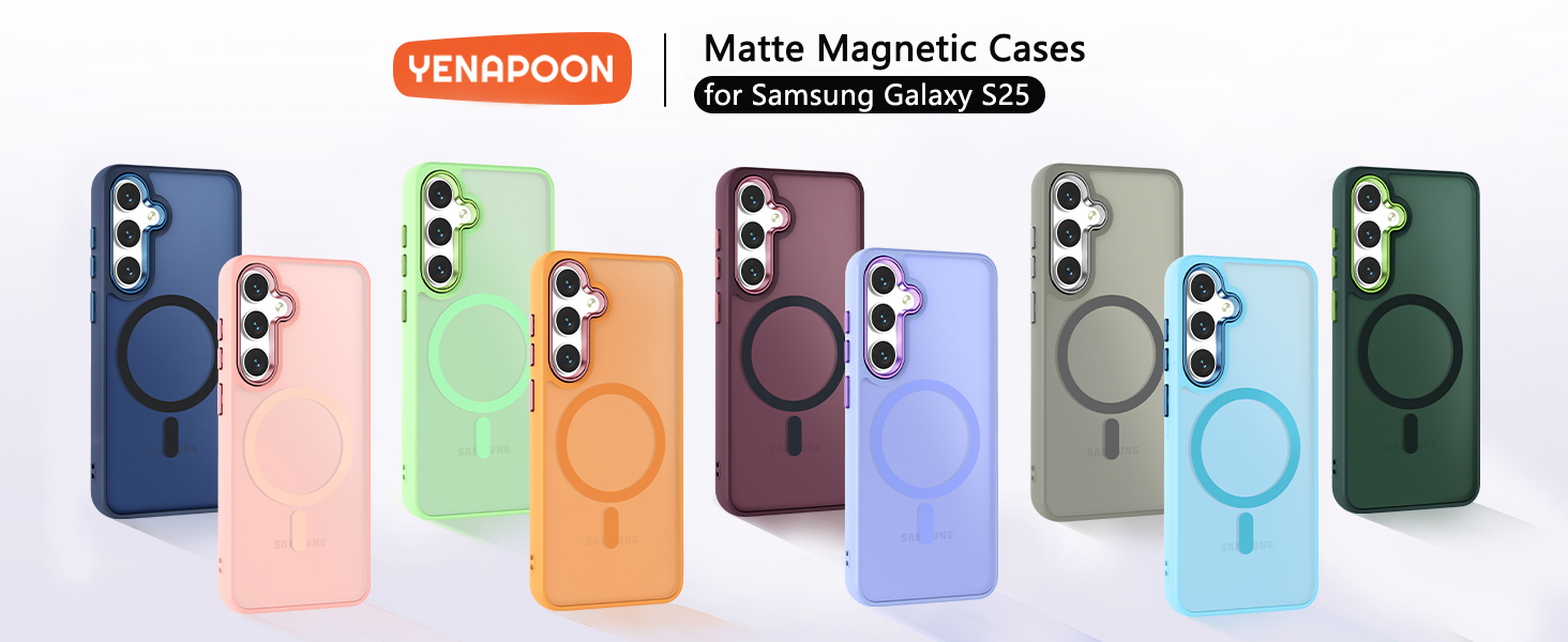 Amazon.com: YENAPOON for Samsung Galaxy S25 Case, Matte Magnetic Phone Case with 1 Screen ...