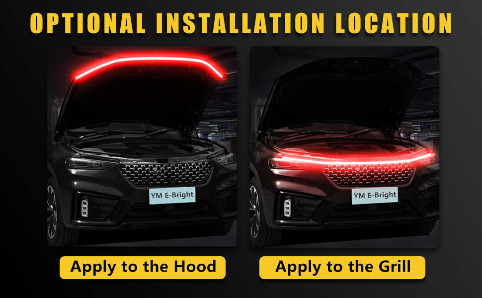 Amazon.com: YM E-Bright Led Hood Light Strip Exterior Car Led Strip Light Waterproof Flexible ...