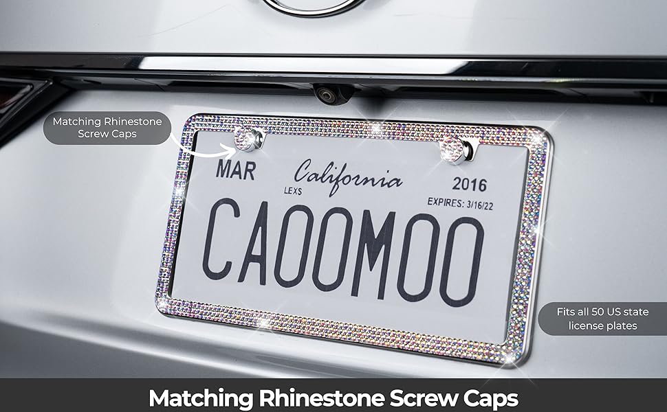 Amazon.com: SunplusTrade Rainbow Bling License Plate Frame for Women, Bedazzled Blinged Out ...