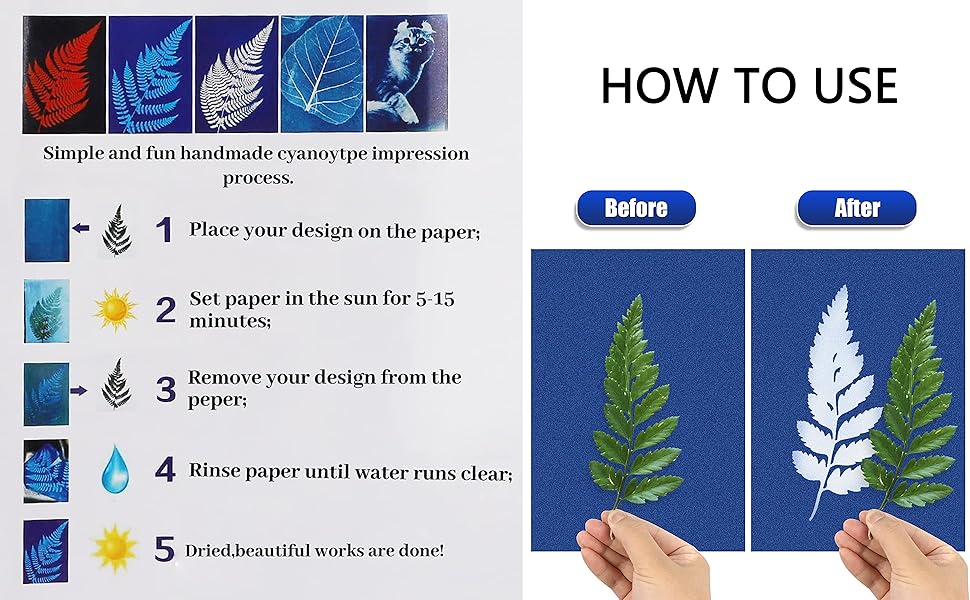 Amazon.com : Nuyoach Cyanotype Paper Sun Printing Kit,A5 Sun Print ...