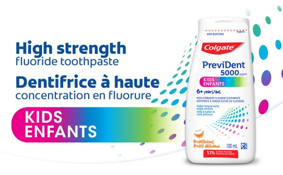 Colgate PreviDent 5000 ppm Kids Toothpaste - Fruit Flavoured, 100mL - Fluoride Enamel Protection ...