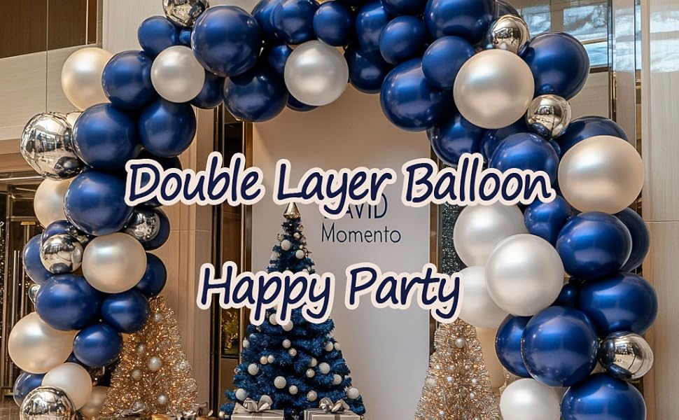 Amazon.com: Navy Blue White Balloon Garland Double Stuffed Dark Blue White Sand Pearl Balloon ...