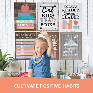 Amazon.com : Hadley Designs Motivational Reading Posters For Classroom ...