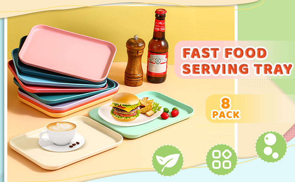 Amazon.com | NDSWKR 8 Pieces Fast Food Serving Tray, 15 x 10 x 0.8 Inch ...