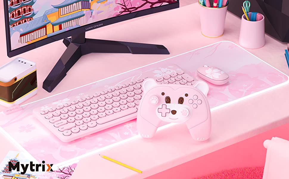 Cute Pink Wireless Keyboard Mouse Set, Kawaii Wireless Mouse Keyboard ...