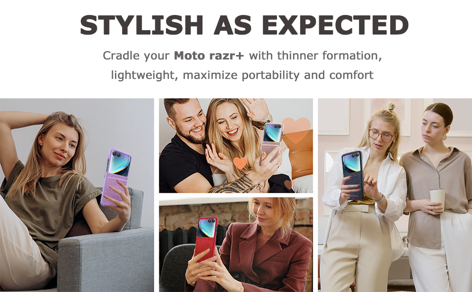 Amazon.com: Ninki for Motorola Razr Plus 2024 Glitter Case with Screen Protector, PU Leather ...