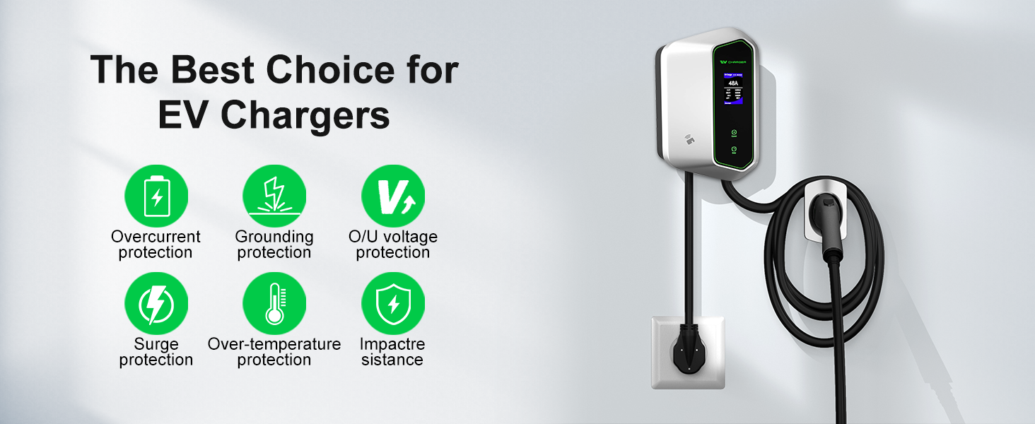 Amazon.com: ROCGO Level 2 EV Charger 48 Amp ev Chargers for Home Level 2 NEMA 14-50 Plug,Use ...