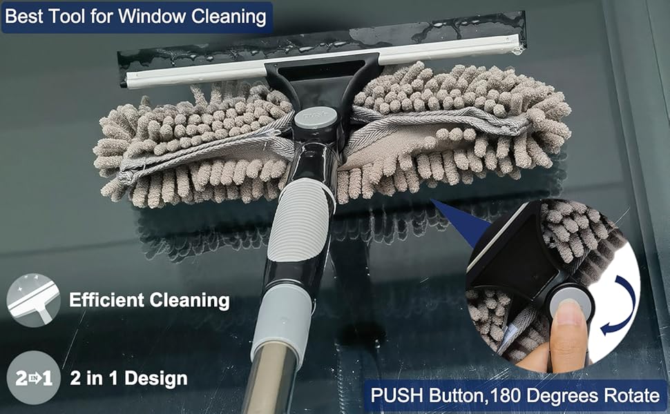 Amazon.com: 20+ft Squeegee Window Cleaner Duster 2 in 1 Rotatable Window Cleaning Tool Kit with ...