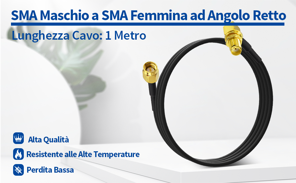 Bingfu Cavo SMA Prolunga Antenna 4G 1m SMA Maschio a Femmina ad Angolo Retto RG174 Cavo ...