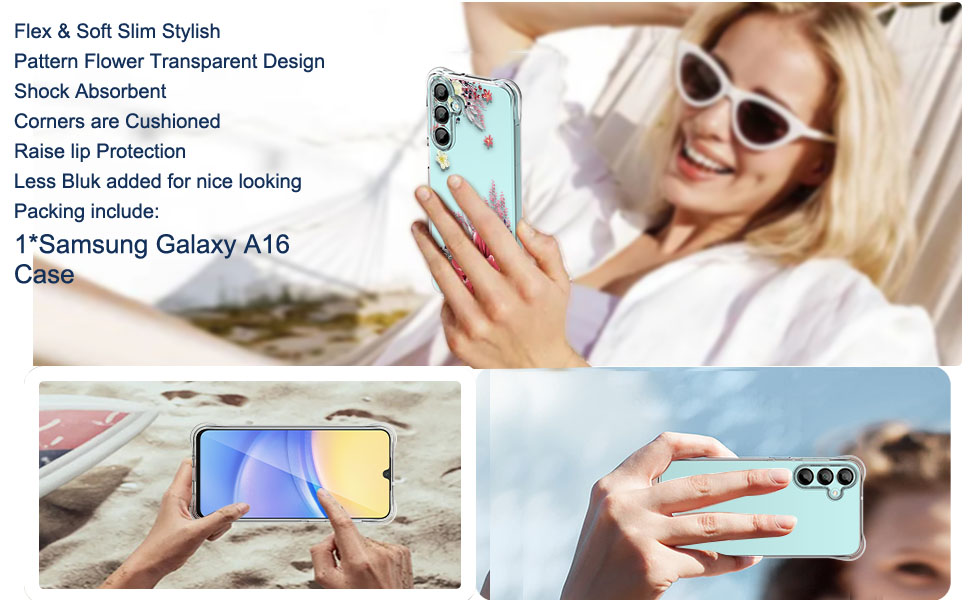 Amazon.com: Osophter for Galaxy A16 5G Case: Clear Women Girls Boys with Screen Protector ...