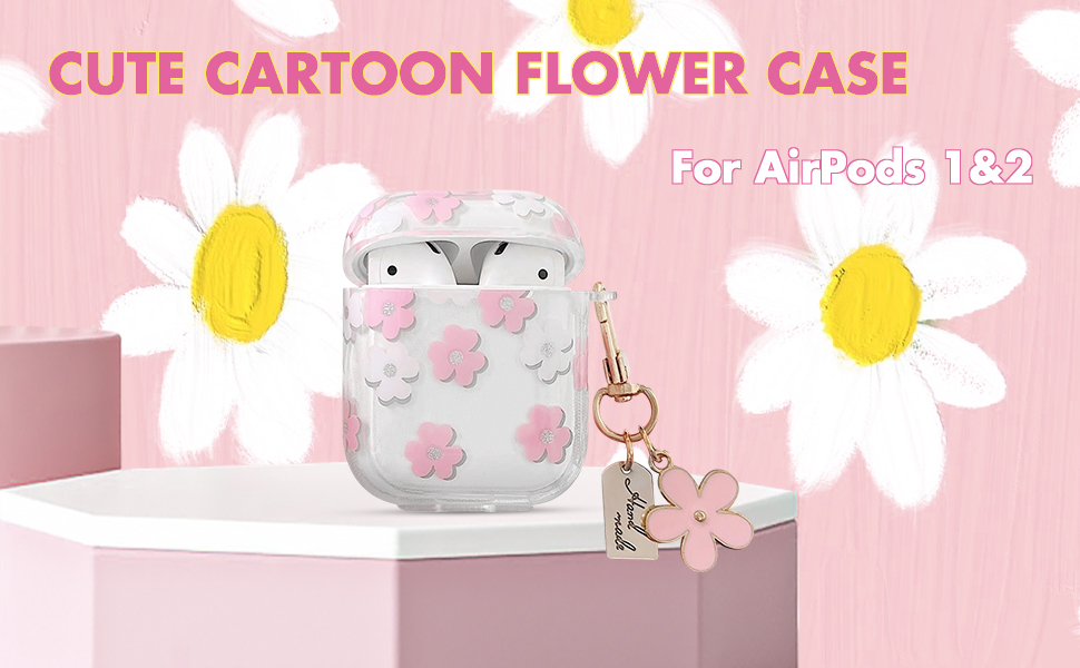 Amazon.com: MINSCOSE Compatible with AirPods 1/2 Clear Case,Cute Cartoon Flower Pattern Design ...
