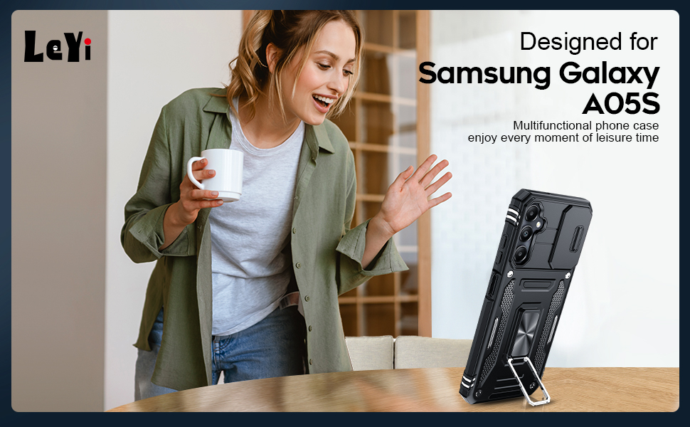 for Samsung Galaxy A05S Phone Case, with Camera Lens Cover Slider, 2 Pack Screen Protectors ...