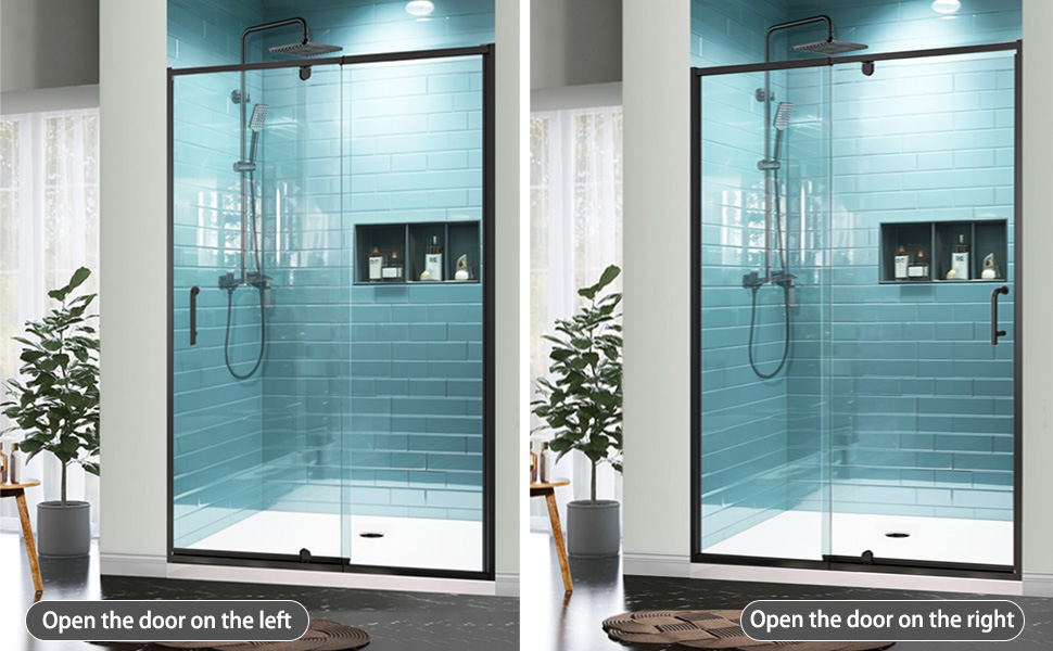 GroGro 44-48" W x 71" H Piovt Swing Glass Shower Door,Pivot Semi-Frameless Glass Shower Door ...