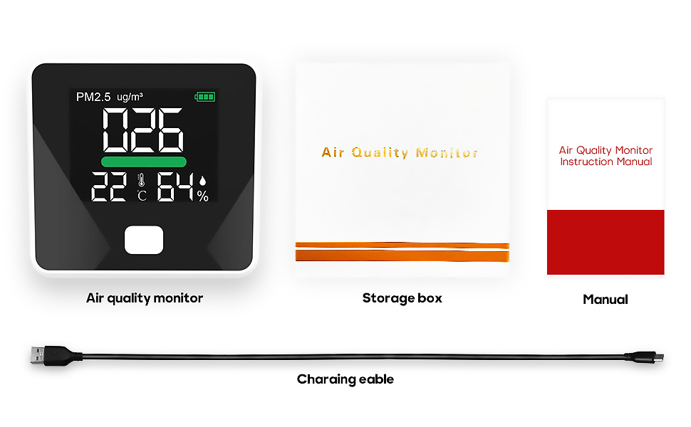 PM2.5 Air Quality Monitor Indoor - Dienmern Indoor Air Quality Monitor ...