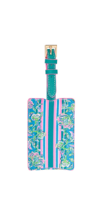 Amazon.com | Lilly Pulitzer Women's Leatherette Luggage Tag, Beach Loot | Luggage Tags