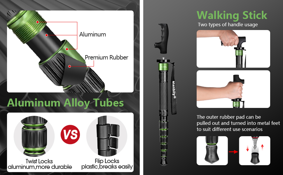 Amazon.com : Manbily Camera Monopod Aluminum Portable Compact Lightweight Travel Monopod with ...