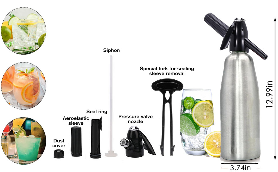 Amazon.com: Soda Siphon 1L Sparkling Water Maker,Aluminum Portable Seltzer Water Maker ...