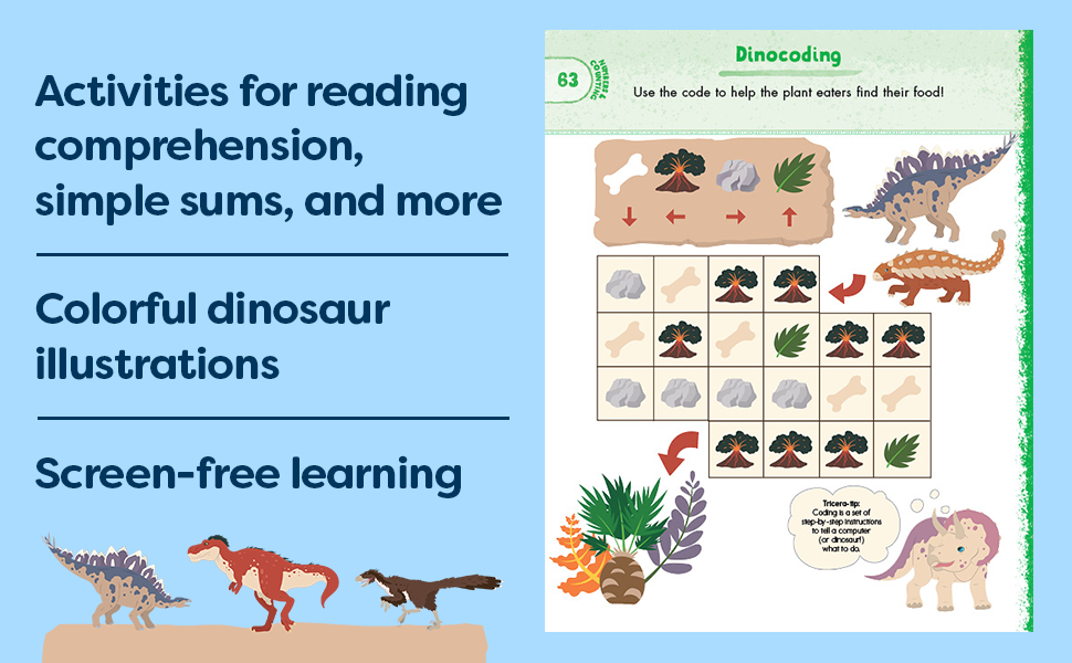 First Grade Activity Book: Dinosaurs: 75 Games to Practice Reading ...