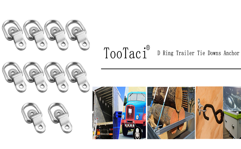 Amazon.com: TooTaci 10pcs 1/4" D Ring Tie Down Anchors, 304 Stainless Steel D Rings, 1200lbs ...