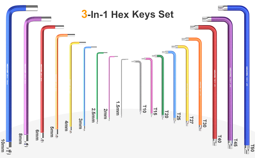 MAXPOWER Juego de llaves Allen, Juego de llaves hexagonales métricas de 18 piezas y juego de ...