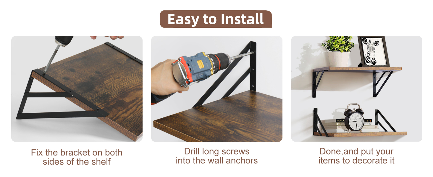 Amazon.com: Tectocker-DOU 2 Pc Deep Floating Shelves ; 12 Inch Deep Wall Mounted Hanging Shelves ...