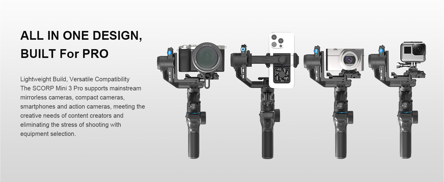 Amazon.com : FeiyuTech SCORP Mini-3-Pro Gimbal Stabilizer for Camera Mirrorless/Compact/Action ...