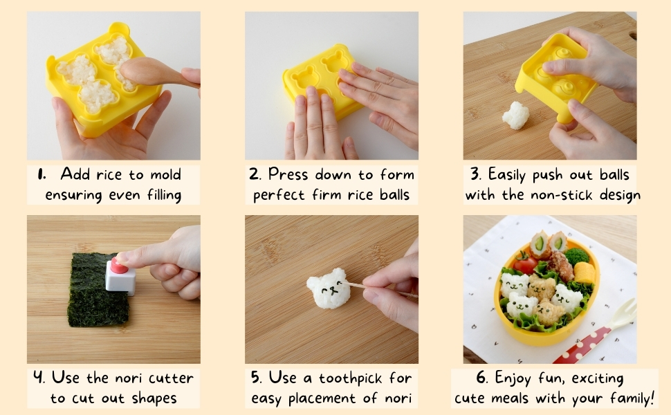Amazon.com: Arnest Rice Ball Mini Bear for Kids with Seaweed Nori Cutter - Onigiri Bento ...