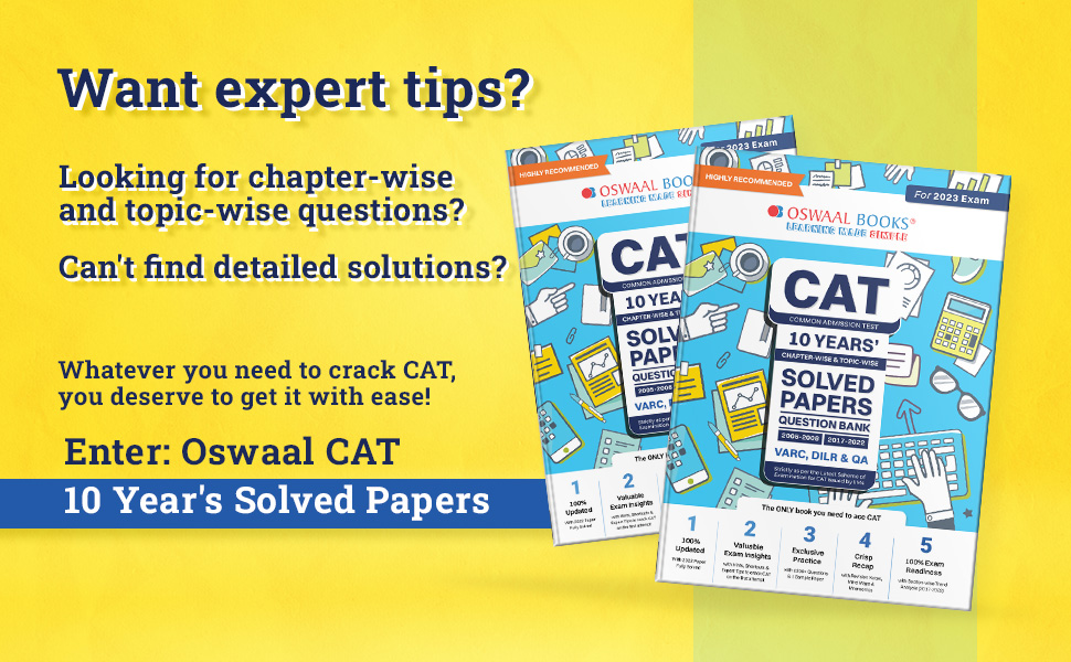 Buy Oswaal CAT 10 Years' Chapter-wise and Topic-wise Solved Papers Question Bank 2005-2008, 2017 ...