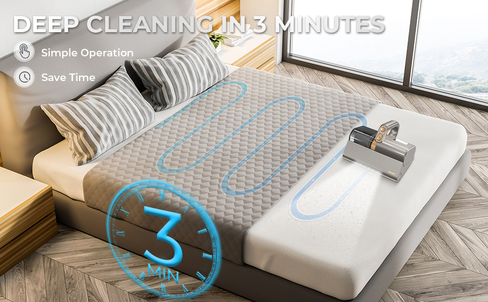 Amazon.com - Teant Mattress Vacuum Bed Vacuum Cleaner with 253.7nm UV-C Light, HEPA Filter & 140 ...