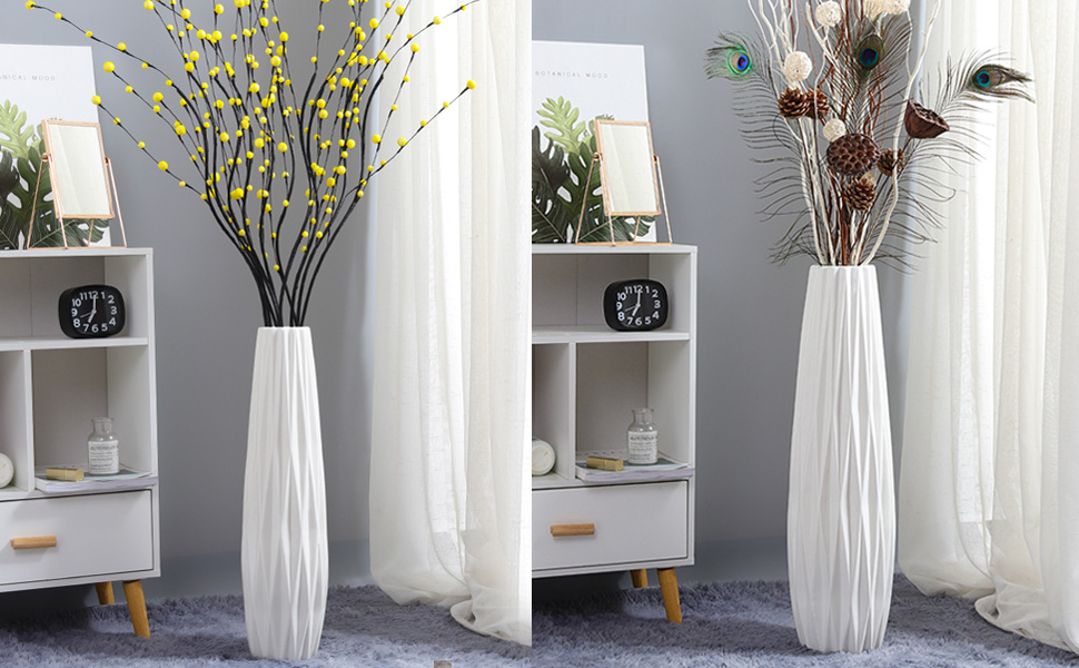 Amazon.com: White Tall Floor Vase, 28" Ceramic Large Vase, Decorative Flower Vases for Modern ...