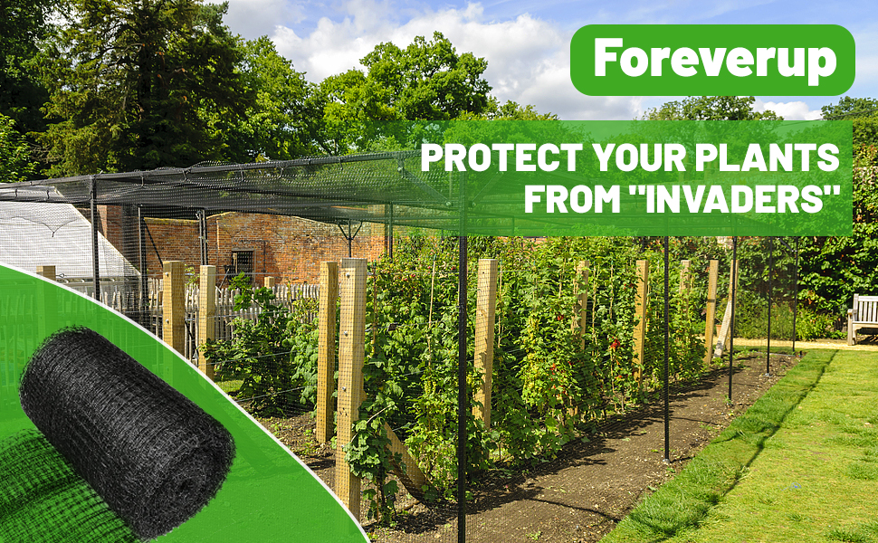 Foreverup Garden Netting, 2.1m x 15m Bird Netting for Garden with Cable Ties, Reusable Garden ...
