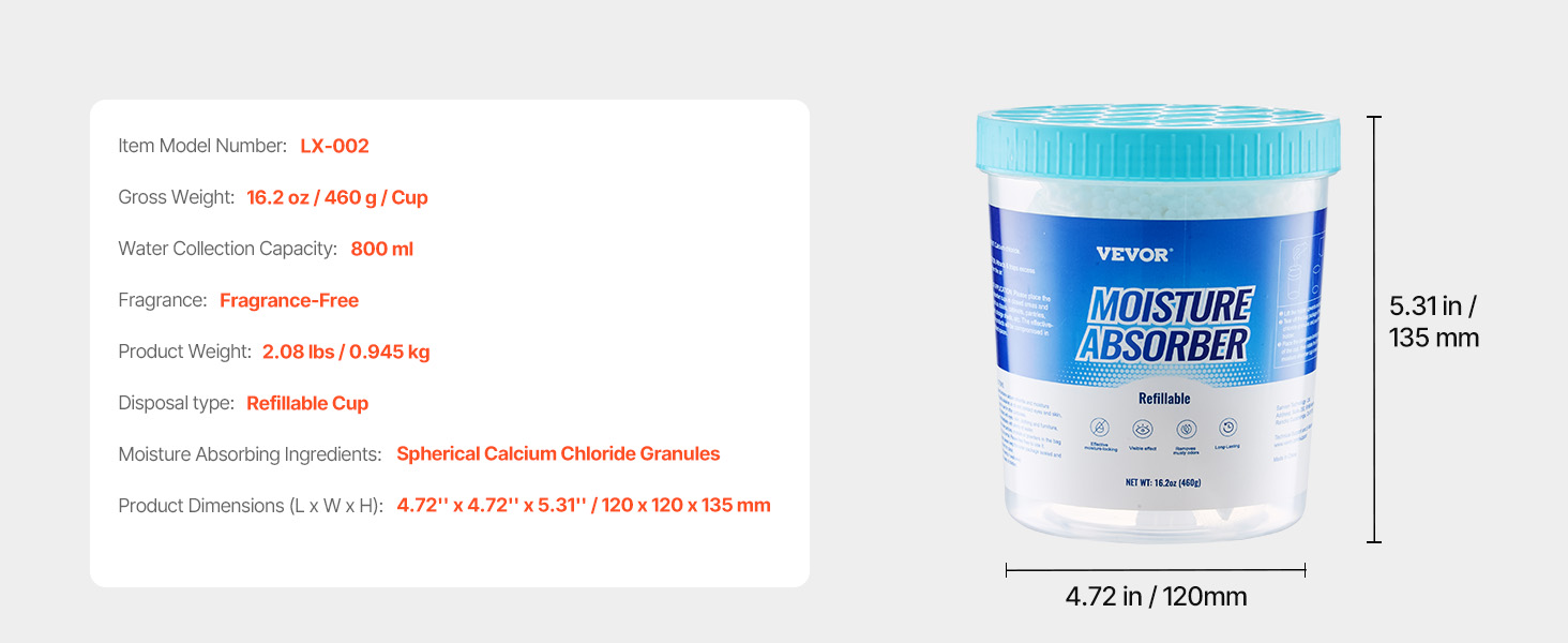 Amazon.com - VEVOR Moisture Absorber Bucket, 2 Packs 16.2 oz Hi-Capacity Moisture Absorber ...