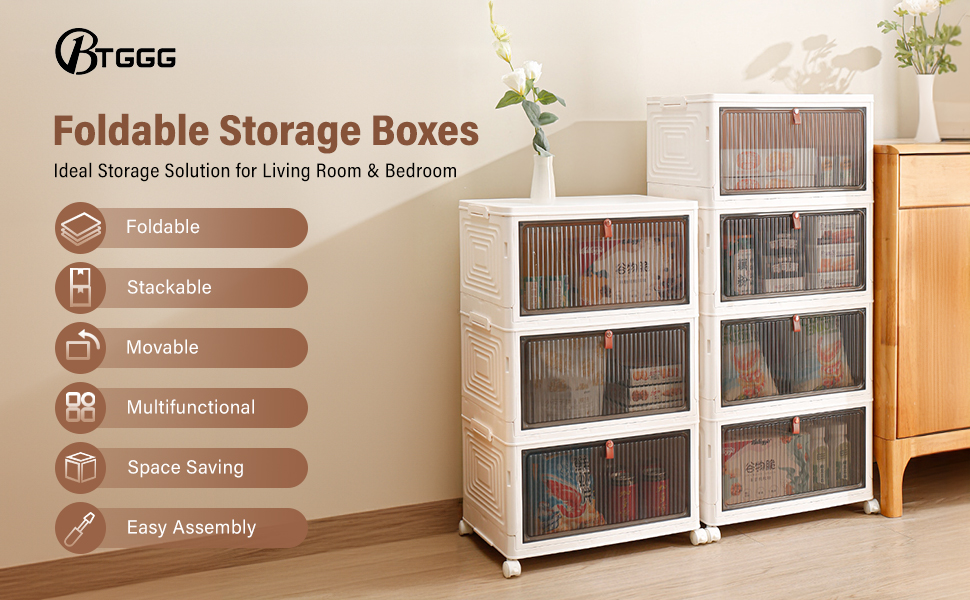 BTGGG 3 Tier Plastic Storage Boxes with Lid, 22L*3 Stackable ...