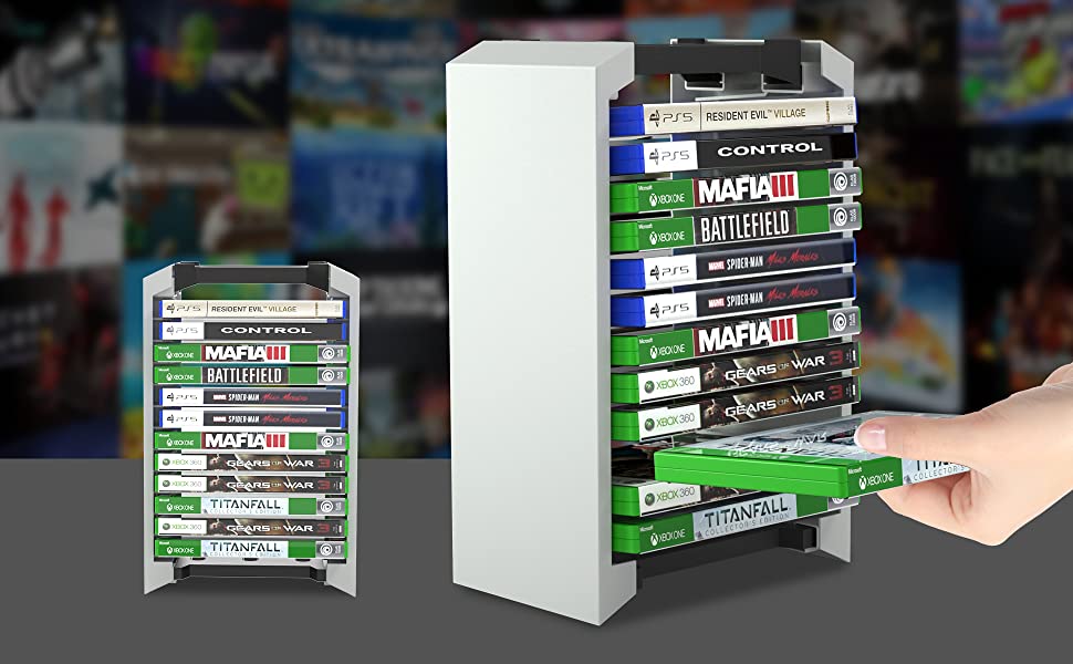 PSS Video Game Storage Stand Tower for PS5/ PS4/ PS3/ Xbox Series S & X ...