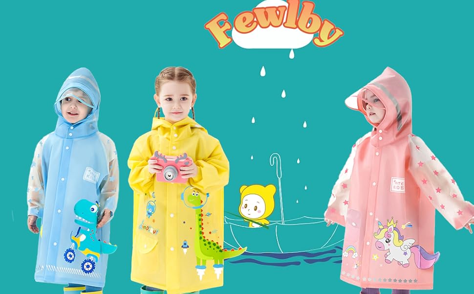 Amazon.com: Kids Raincoats for Girls Boys Waterproof Rain Jacket Cartoon Unicorn Children ...