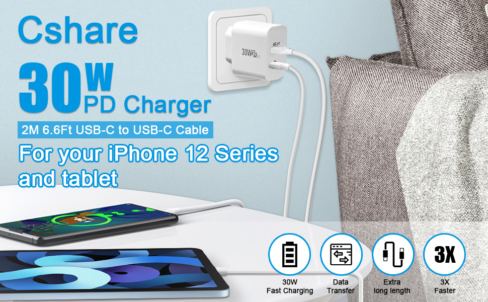 30W USB C Ladegerät,Cshare PPS PD 3.0 Schnellladegerät Für Google Pixel 9 Pro/9/9Pro XL/8/8 Pro ...