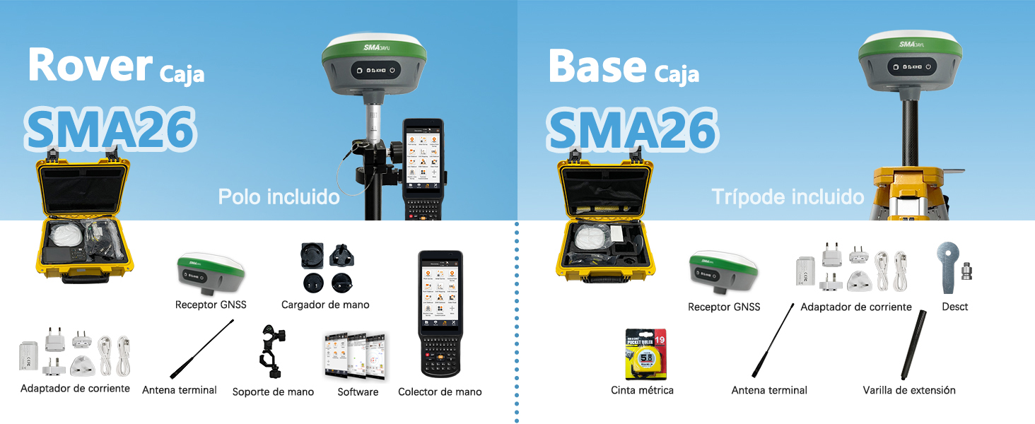 SMAJAYU GPS RTK Equipo DE TOPOGRAFÍA Incluye Receptor RTK, Base y móvil, Topografía estática ...