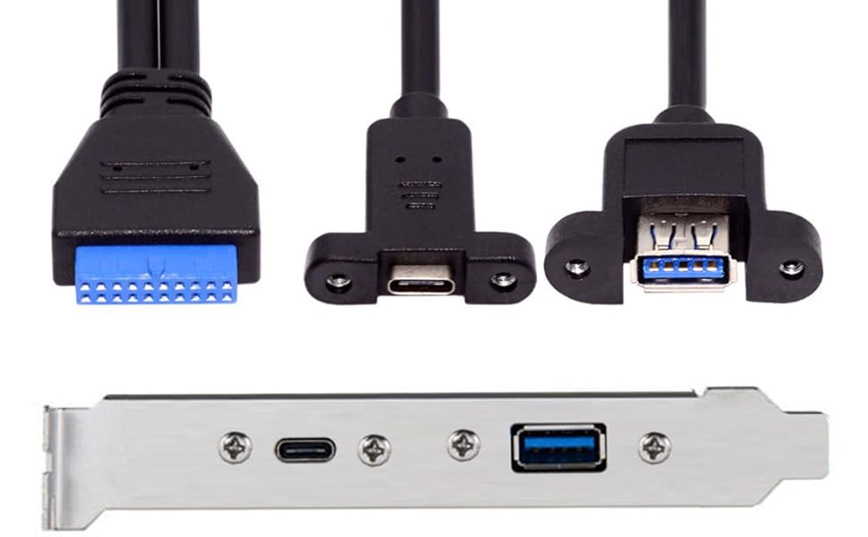 Amazon.com: ChenYang USB 3.0 Front Panel Header 19/20Pin to USB C & USB 3.0 Female Chassis Back ...
