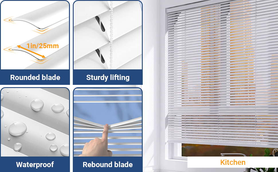 Amazon.com: 1" Slat Aluminum Mini Blinds Cordless Horizontal Window ...