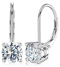 Amazon.com: Moissanite Earrings-1.0CT D Color,925 Sterling Silver Dangle Earrings,18K White Gold ...