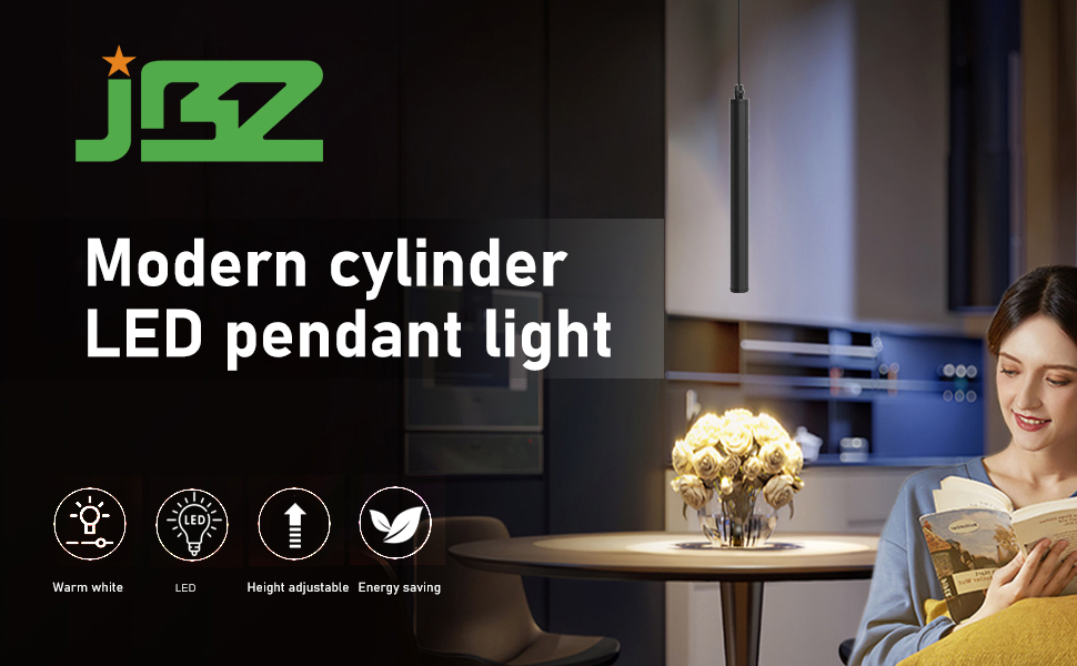 JBZ LED Pendant Light with Height Adjustable, 3000K Pendant Lighting for Kitchen Island, Modern ...