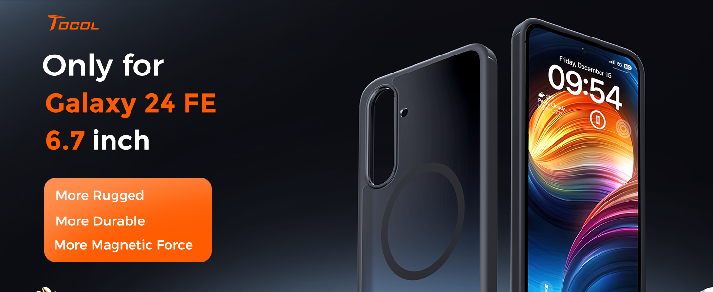 TOCOL Matte Case for Samsung S24 FE 5G 6.7-Inch, 18N Magnetic [14FT Military Grade Shockproof ...