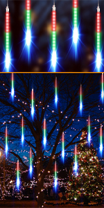 Number-one Meteor Shower Lights, LED Falling Rain Lights 30cm 8 Tube ...