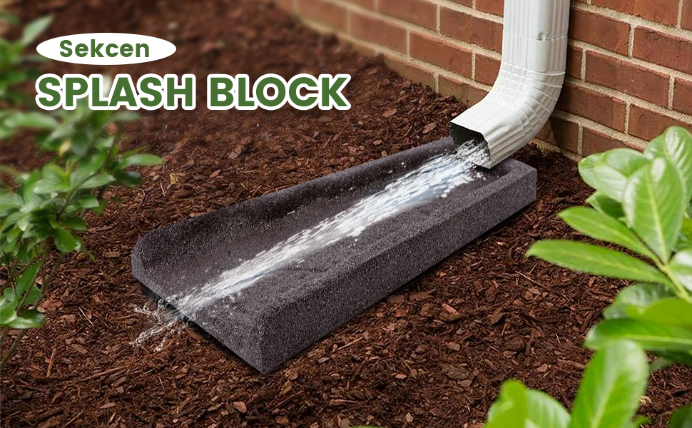 Amazon.com : Sekcen 2 Pack Rubber Downspout Splash Block Rain Gutter ...