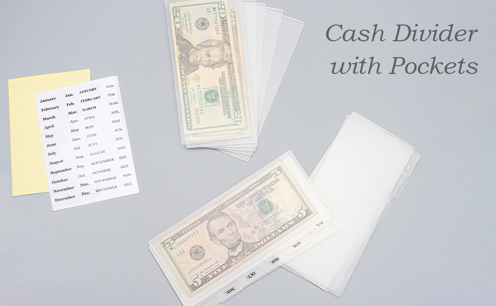 Amazon.com : 2 Set Cash Divider with Pockets Frosted Cash Envelopes Cash Pockets No-Holes ...