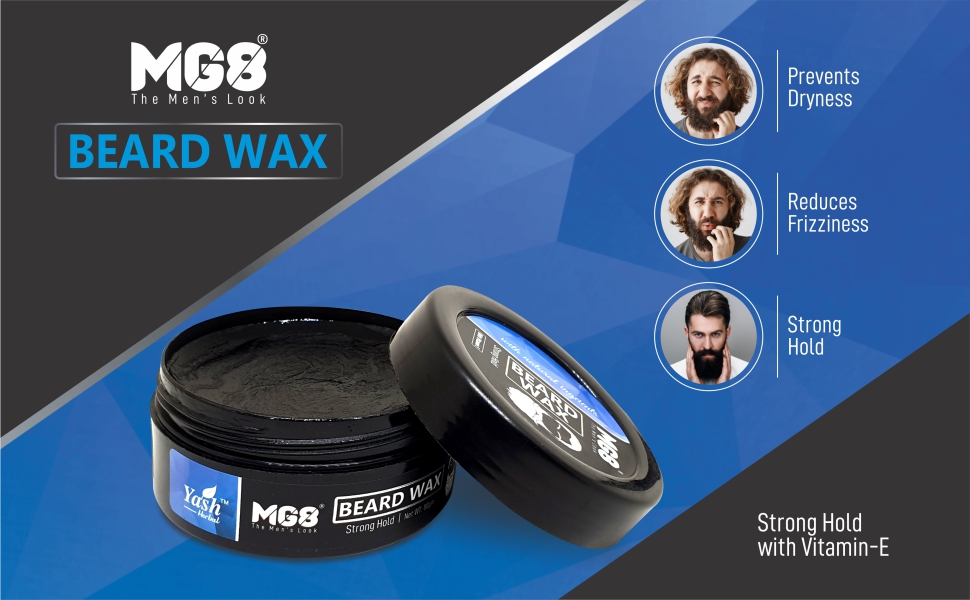 MG8 Beard & moustache Wax 80g, Style Your Frizzy & Unmanageable Beard & moustache Hair, With ...