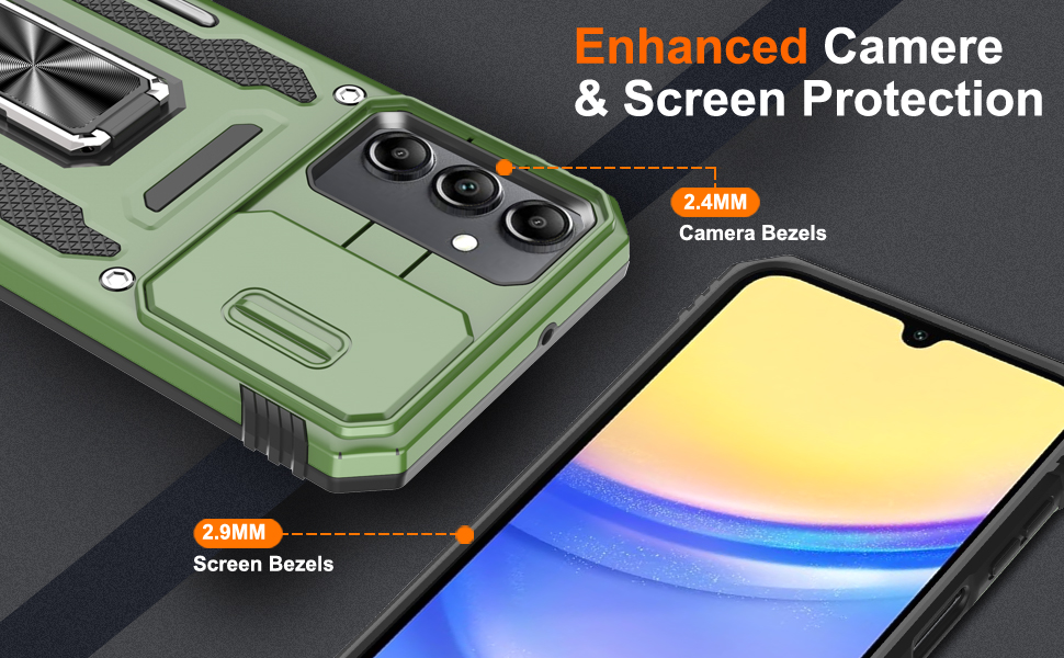 Amazon.com: LEXNEC for Samsung Galaxy A15 5G Case with Sliding Camera Cover & Tempered Glass ...