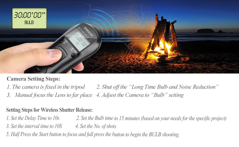 ENEGON Wireless Remote Shutter Release Control Timer with Cord for Canon EOS Rebel T6 T7 90D 80D ...